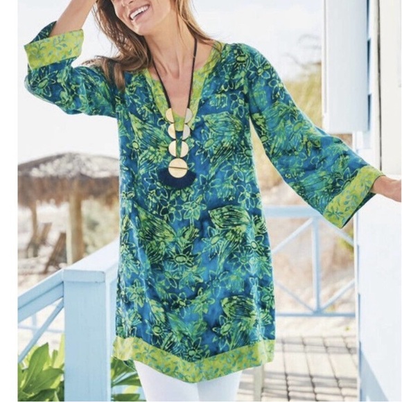 Soft Surroundings | Tops | Soft Surroundings Anaisha Tunic Blue Lime ...